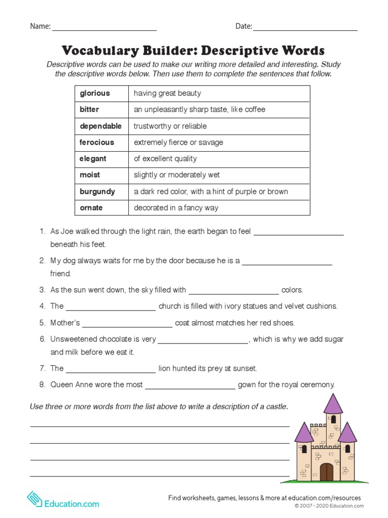 Vocabulary Builder Descriptive Words PDF | PDF