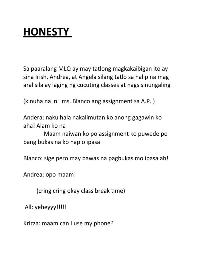 Honesty Script in Short Film | PDF