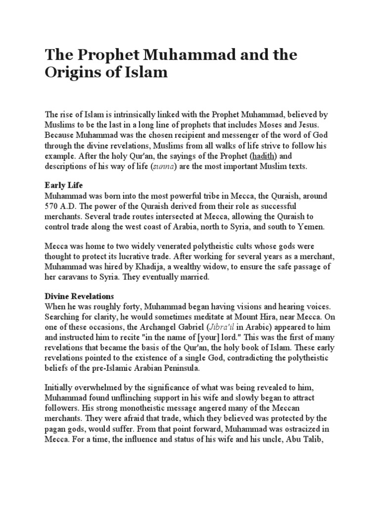The Prophet Muhammad and The Origins of Islam: Early Life | Download ...