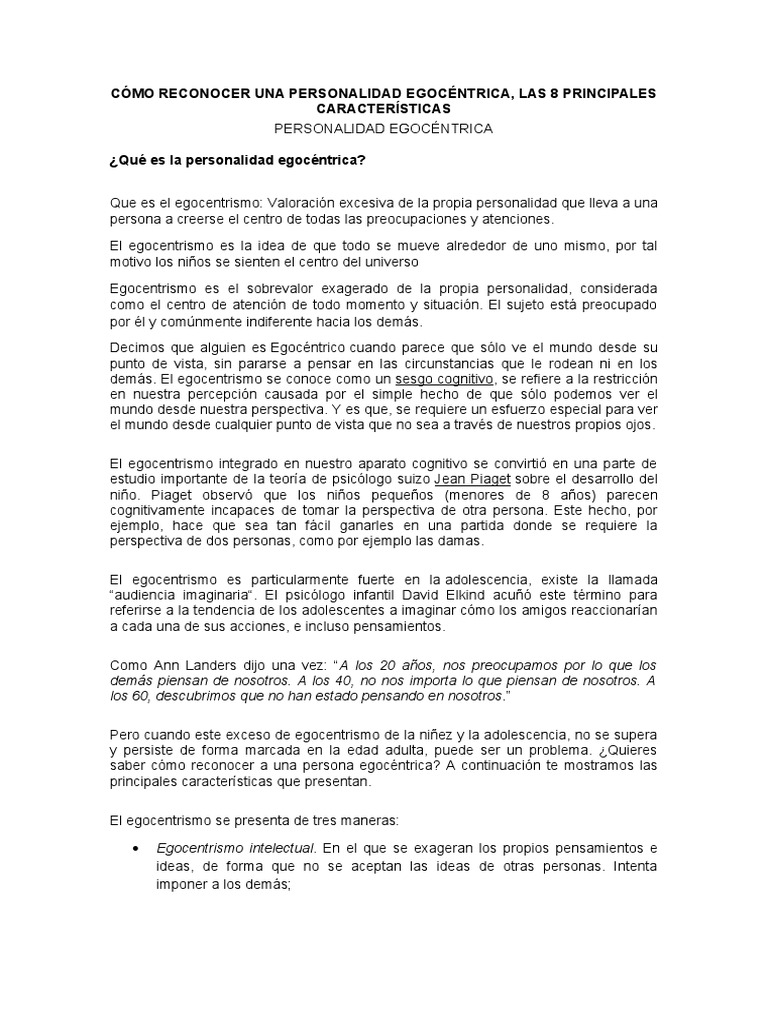 Cómo reconocer la personalidad egocéntrica: las 8 principales ...