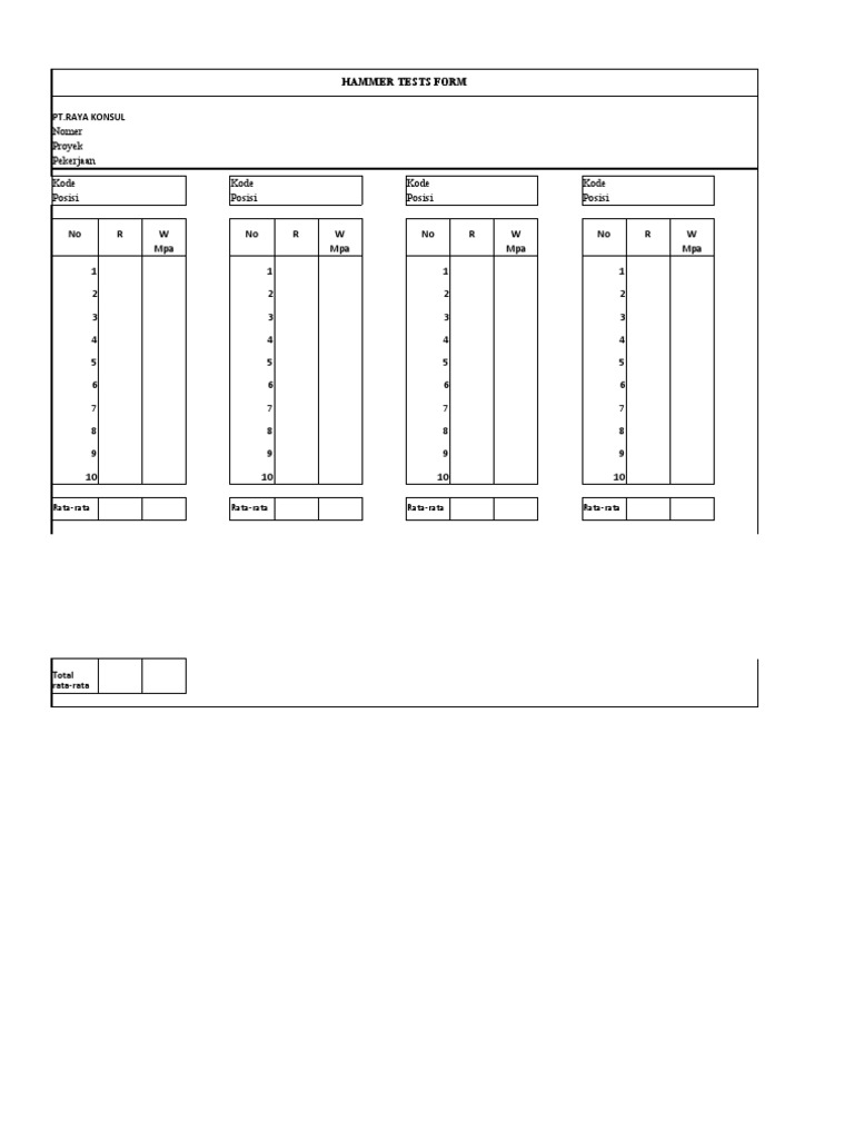 Formulir Uji Hammer PT. Raya Konsul | PDF