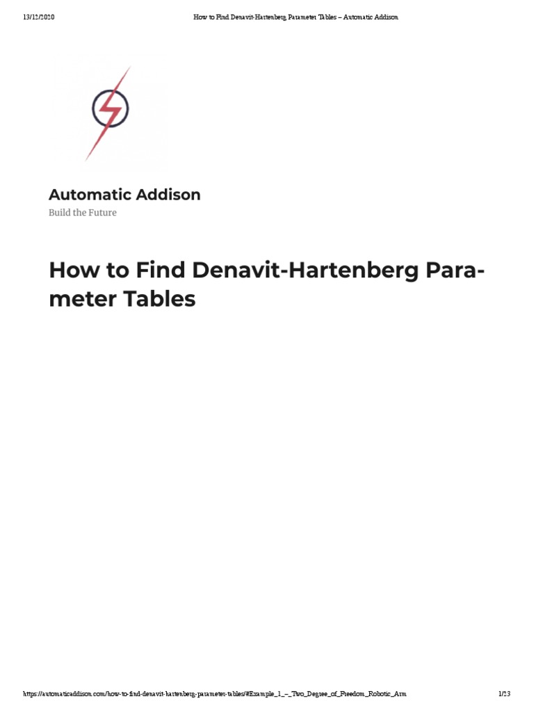 DH Parameter Examples | PDF | Mechanics | Robotics