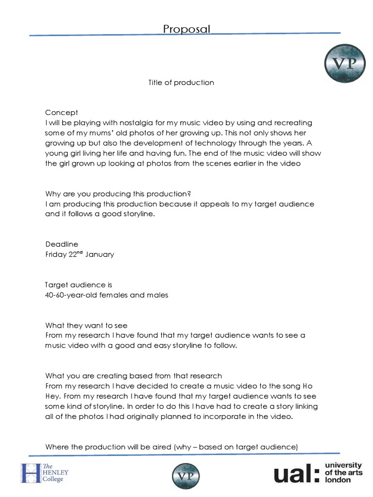 Music Video Proposal 1 | PDF