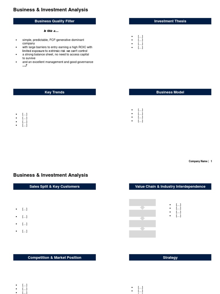 Business & Investment Analysis Framework | PDF | Valuation (Finance ...