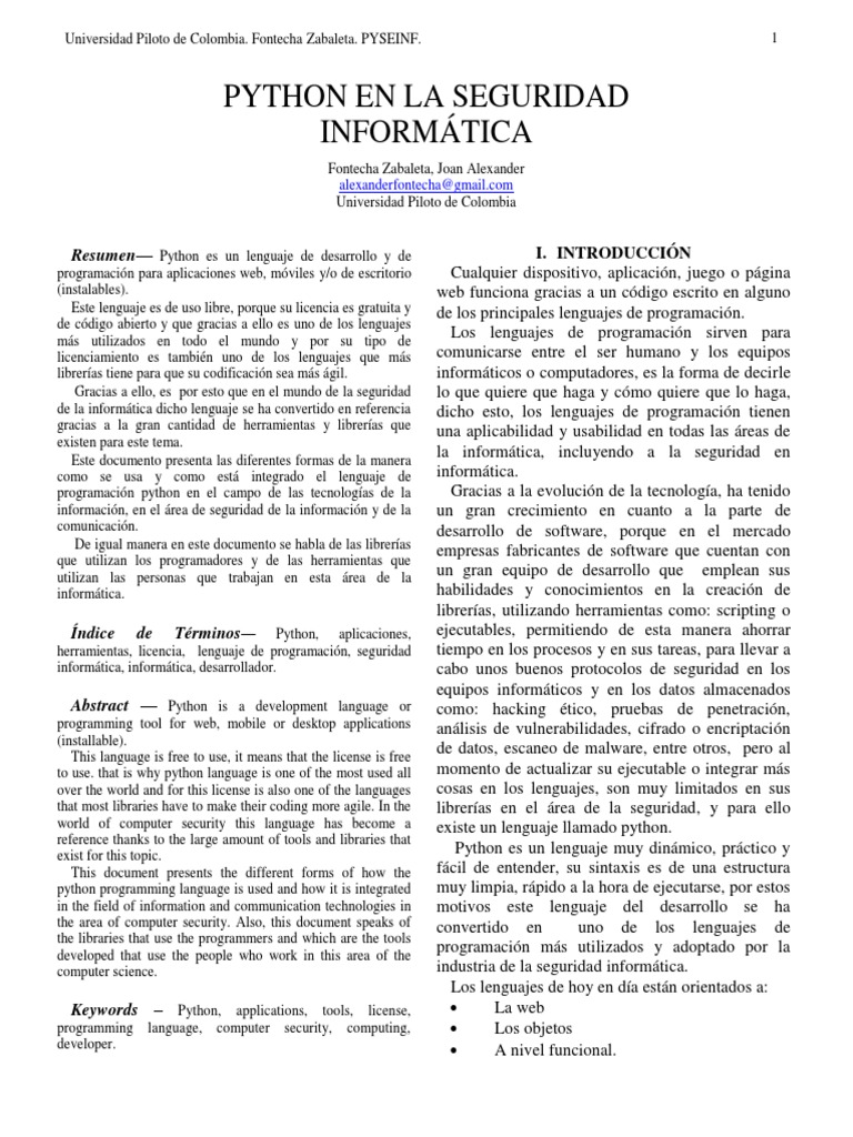 Python en La Seguridad Informática: Resumen | PDF | Hacker de seguridad ...