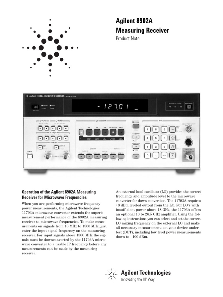 Agilent 8902A Measuring Receiver: Product Note | PDF | Microwave ...
