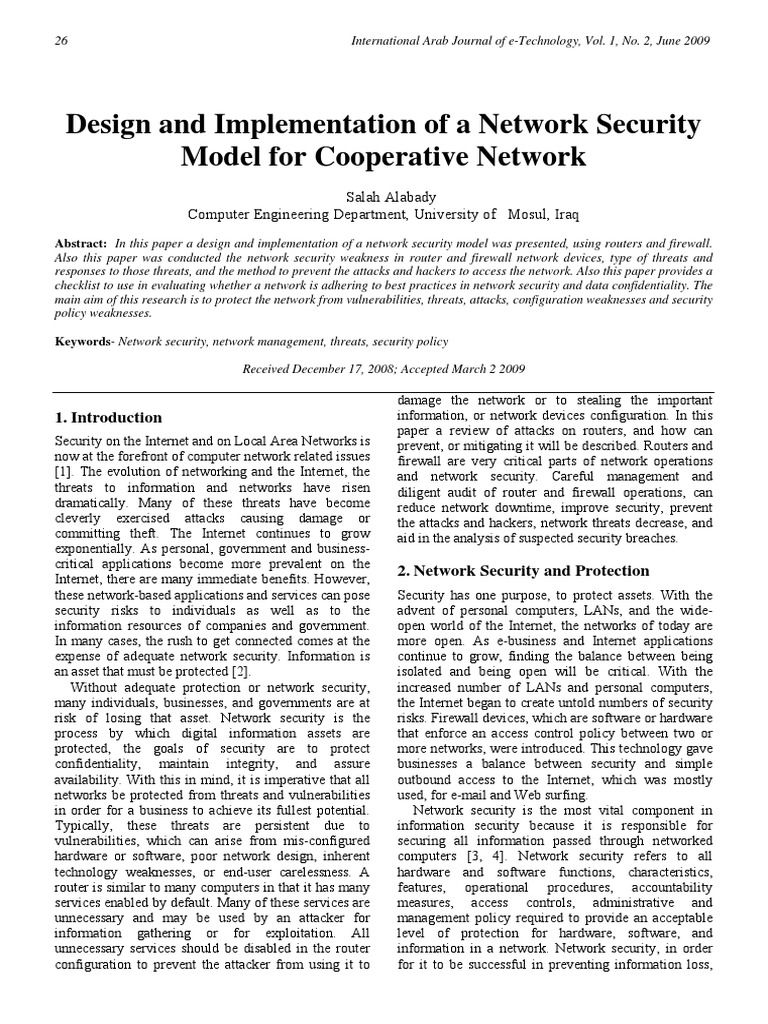 Design and Implementation of A Network Security Model For Cooperative ...
