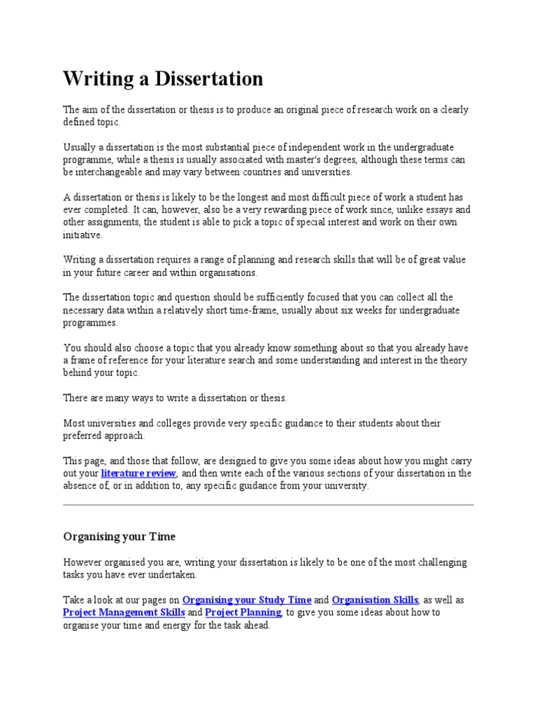 Writing A Dissertation | PDF