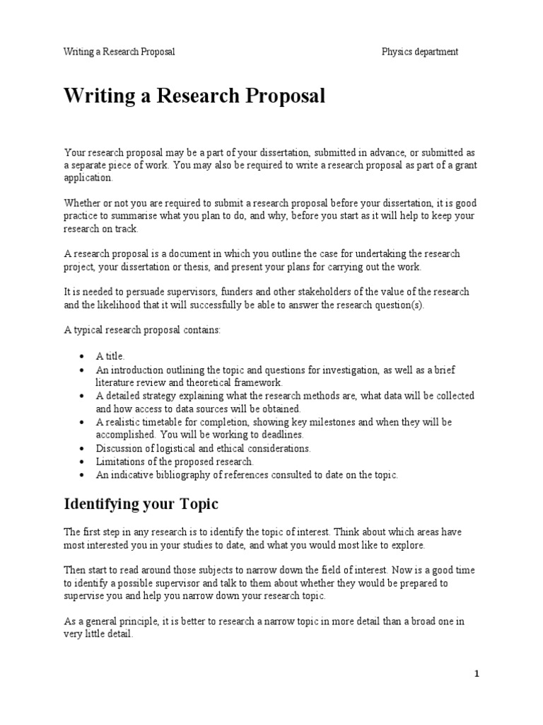 Writing A Research Proposal | Download Free PDF | Thesis | Question