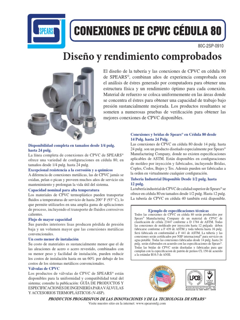 CPVC Cedula 80 | PDF | Tubería (transporte de fluidos) | Acero