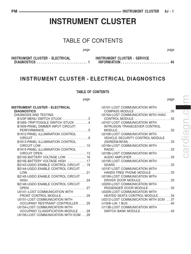 Dodge Caliber 2007 Instrument Cluster | PDF | Electrical Resistance And ...