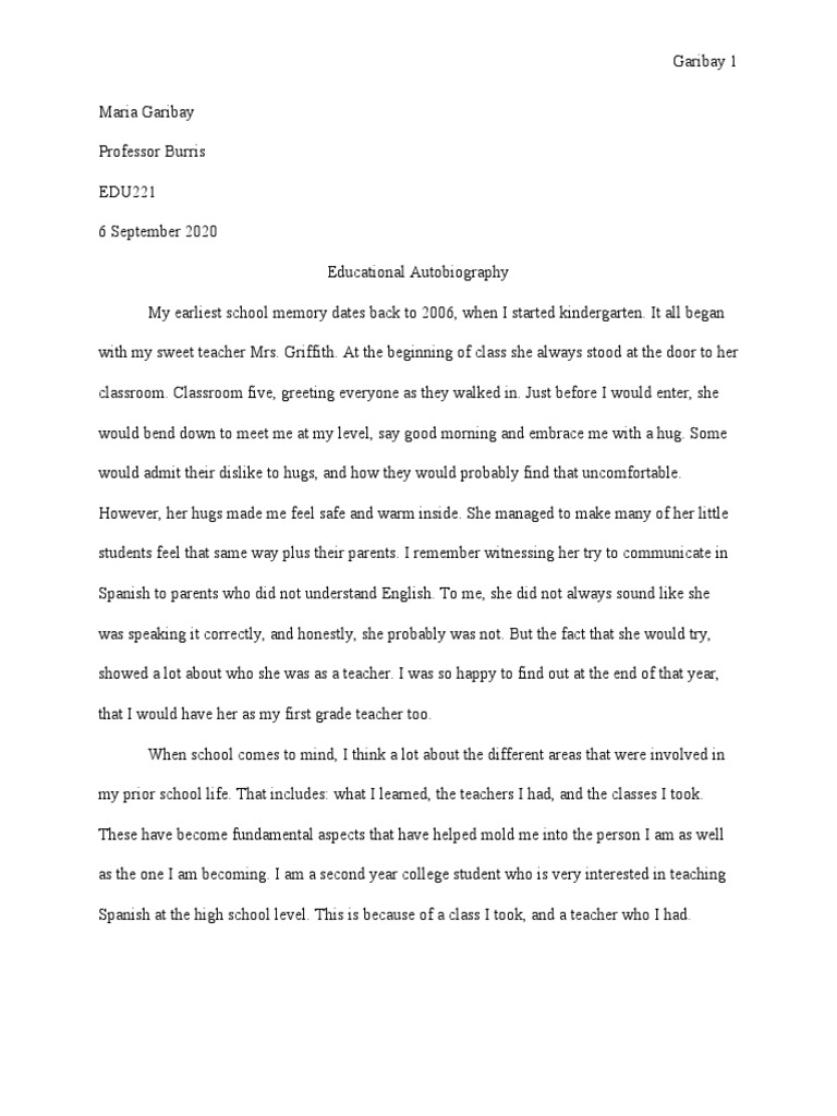 Educational Autobiography | PDF | Classroom | Schools