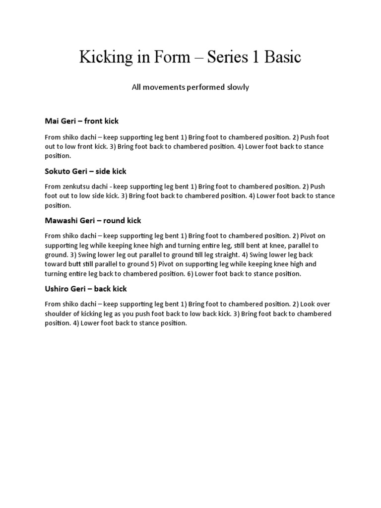 Kicking in Form - Series 1 Basic | PDF | Sports & Recreation