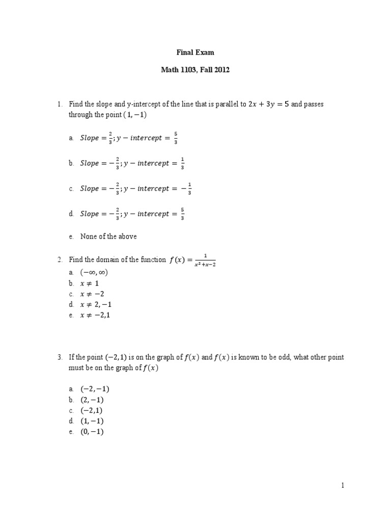 Math Final Exam Review Pdf Trigonometric Functions Sine 0329