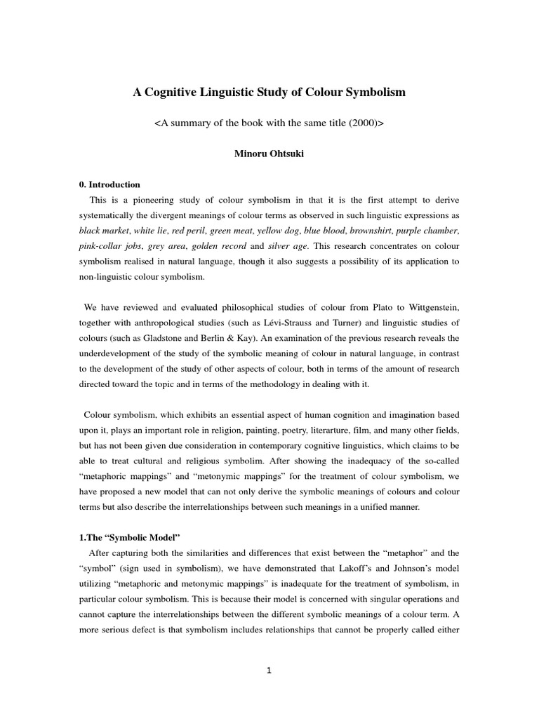 Ohtsuki (2000) A Cognitive Linguistic Study of Colour Symbolism PDF ...