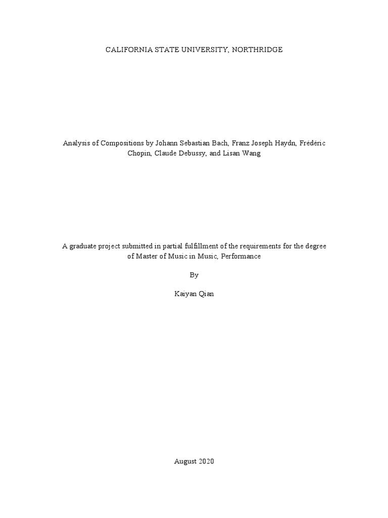 Qian (2020) Analysis of Compositions by Johann Sebastian Bach, Franz ...
