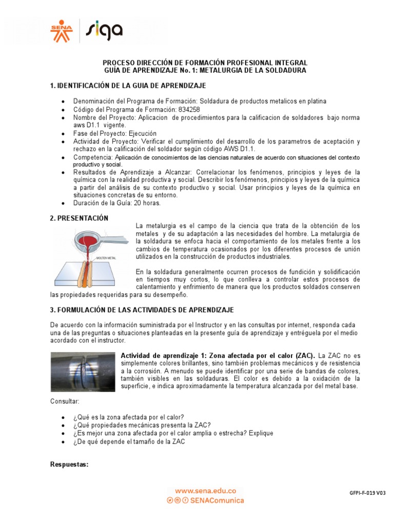 Guia de Aprendizaje Metalurgia de La Soldadura | Descargar gratis PDF | Tratamiento a base de ...
