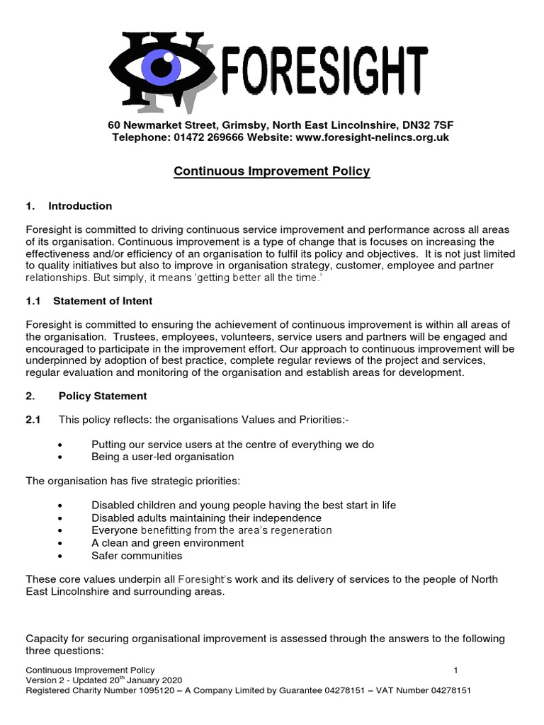 Continuous Improvement Policy 2020 | PDF | Volunteering | Evaluation