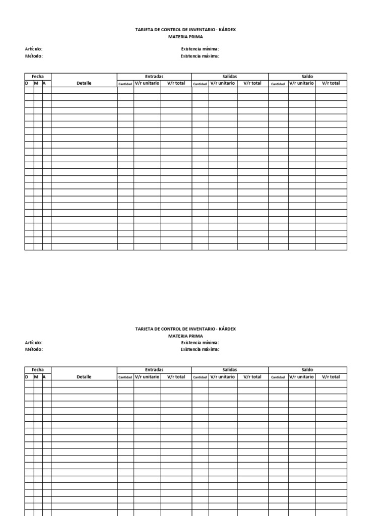 Formato Kárdex | PDF