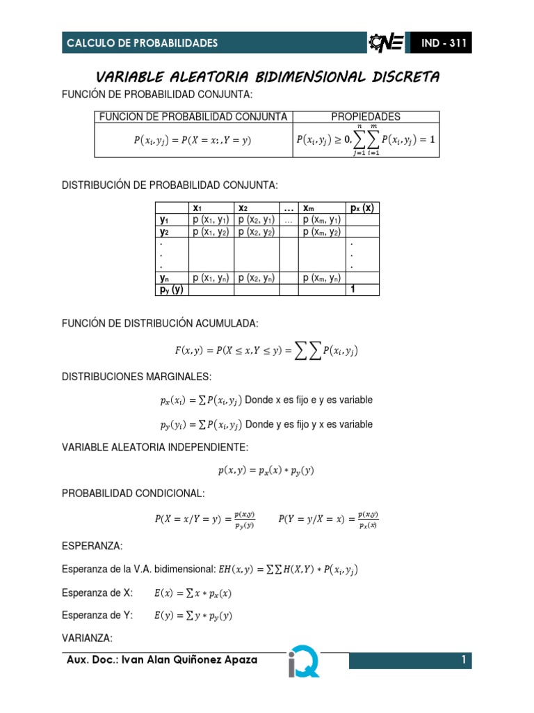 Guia 9 - Variable Aleatoria Bidimensional | PDF | Variable aleatoria | Covarianza