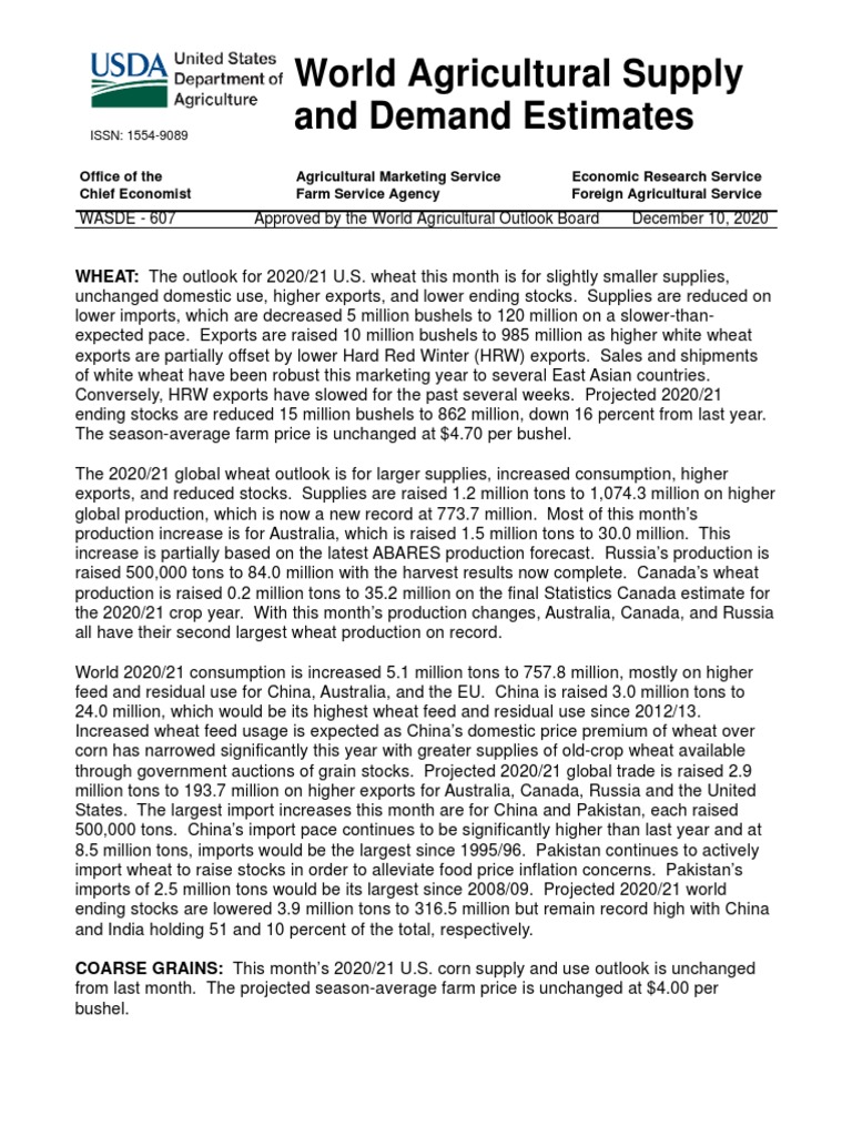 Wasde Report 1220 | PDF | Wheat | Cereals