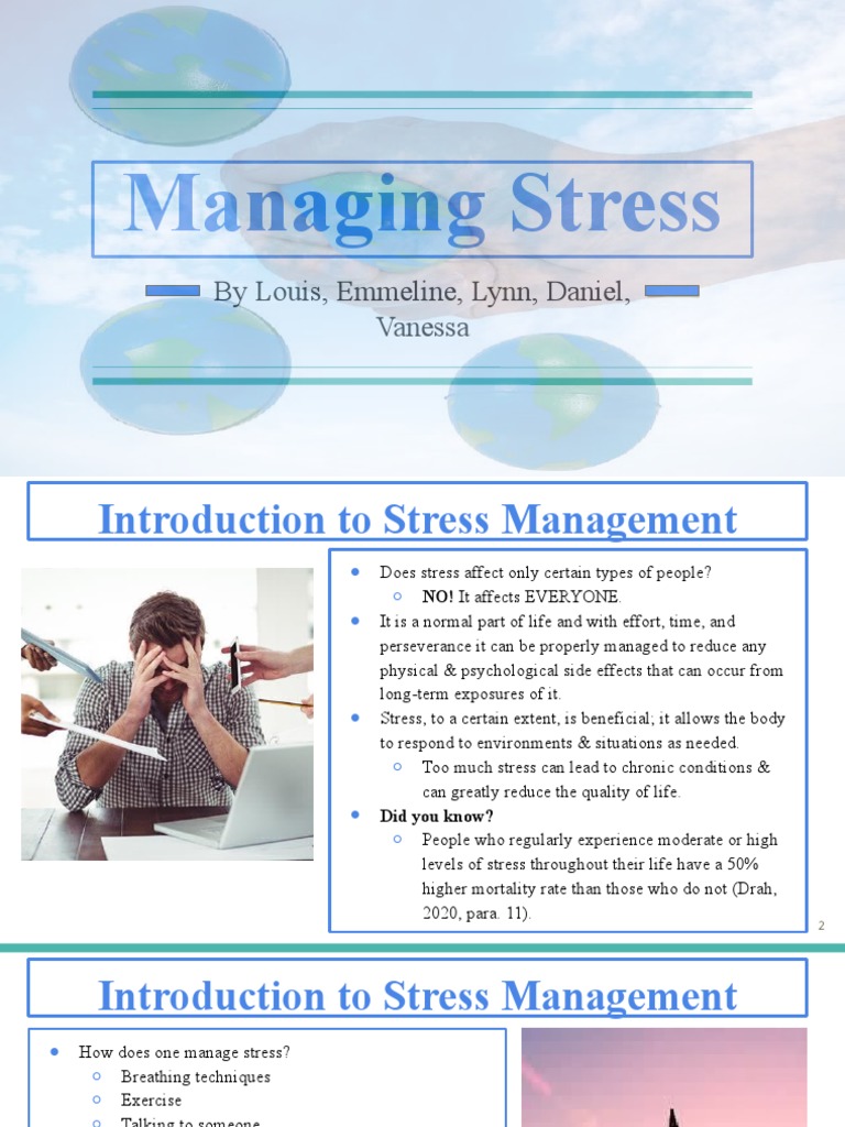 410 Managing Stress Project 2020 | PDF | Stress (Biology) | Chronic ...