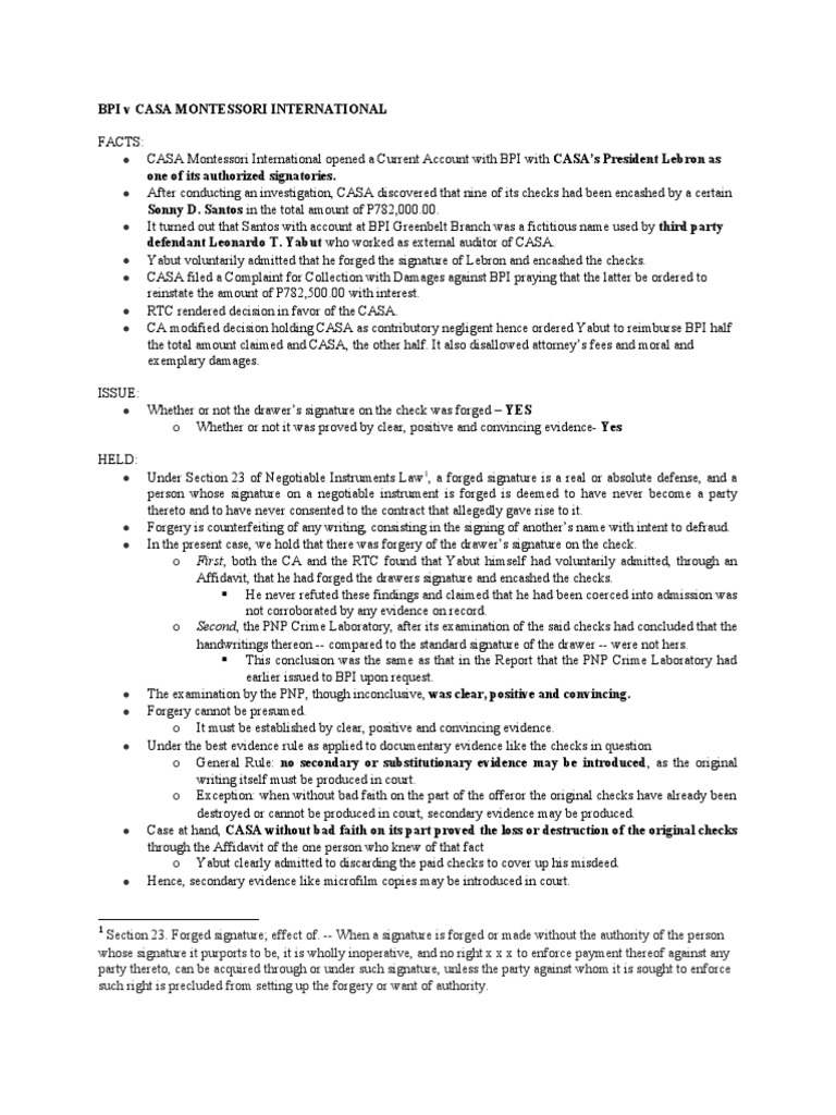 BPI V CASA | PDF | Forgery | Evidence