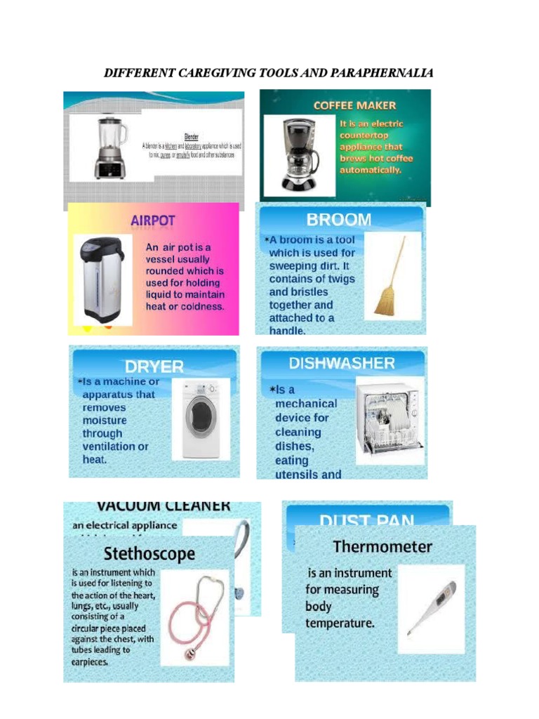 Different Caregiving Tools and Paraphernalia | PDF