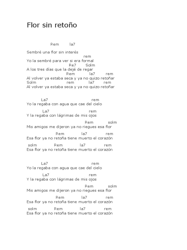 Letra de "Flor Sin Retoño" | PDF