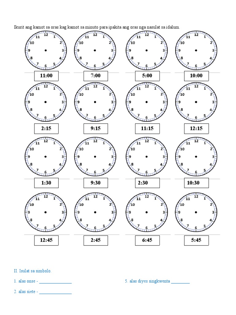 Time Worksheet 1 | PDF