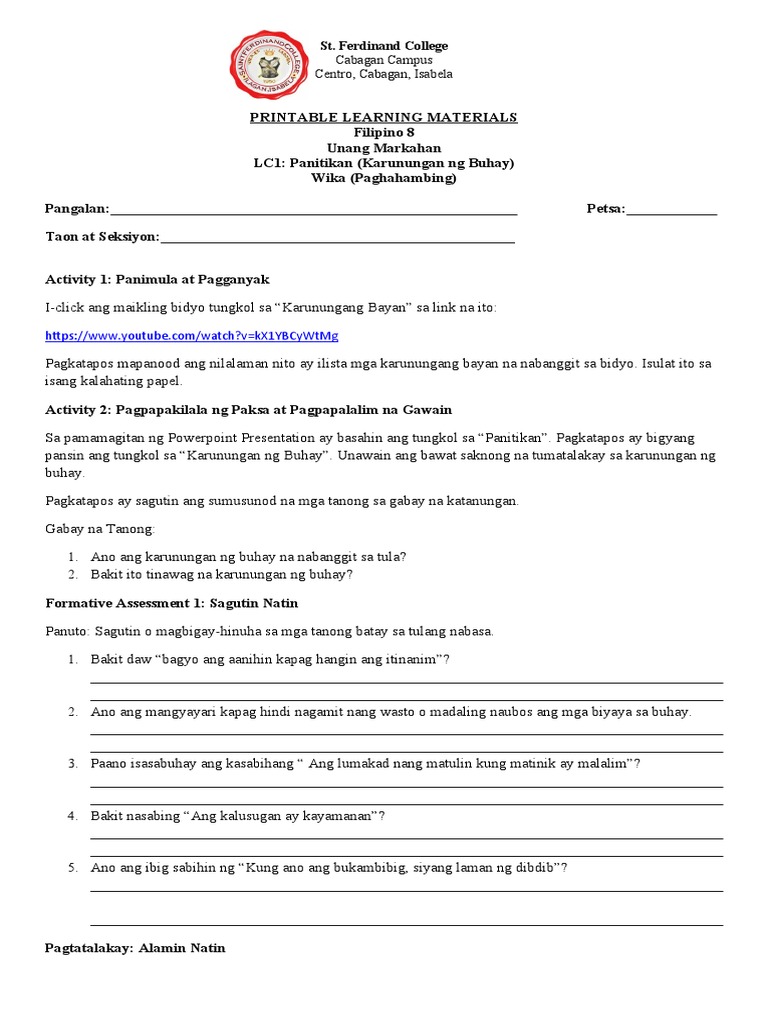 Module Grade 8 (1st Quarter) | PDF
