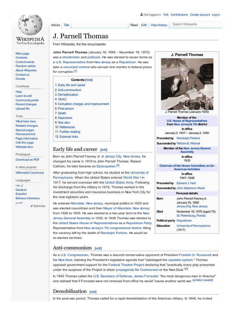 J. Parnell Thomas | PDF | Government | Crime Thriller