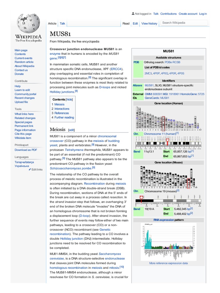 MUS81 | PDF | Dna | Cell Biology