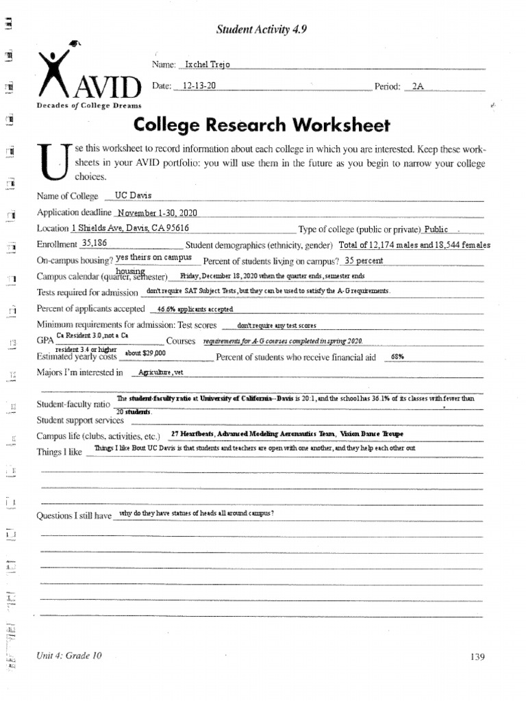 Kami Export - Worksheet-College Research 4 | PDF | University And ...