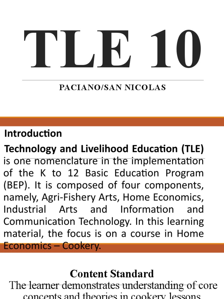 Introduction To Tle 10 | PDF | Egg As Food | Cooking