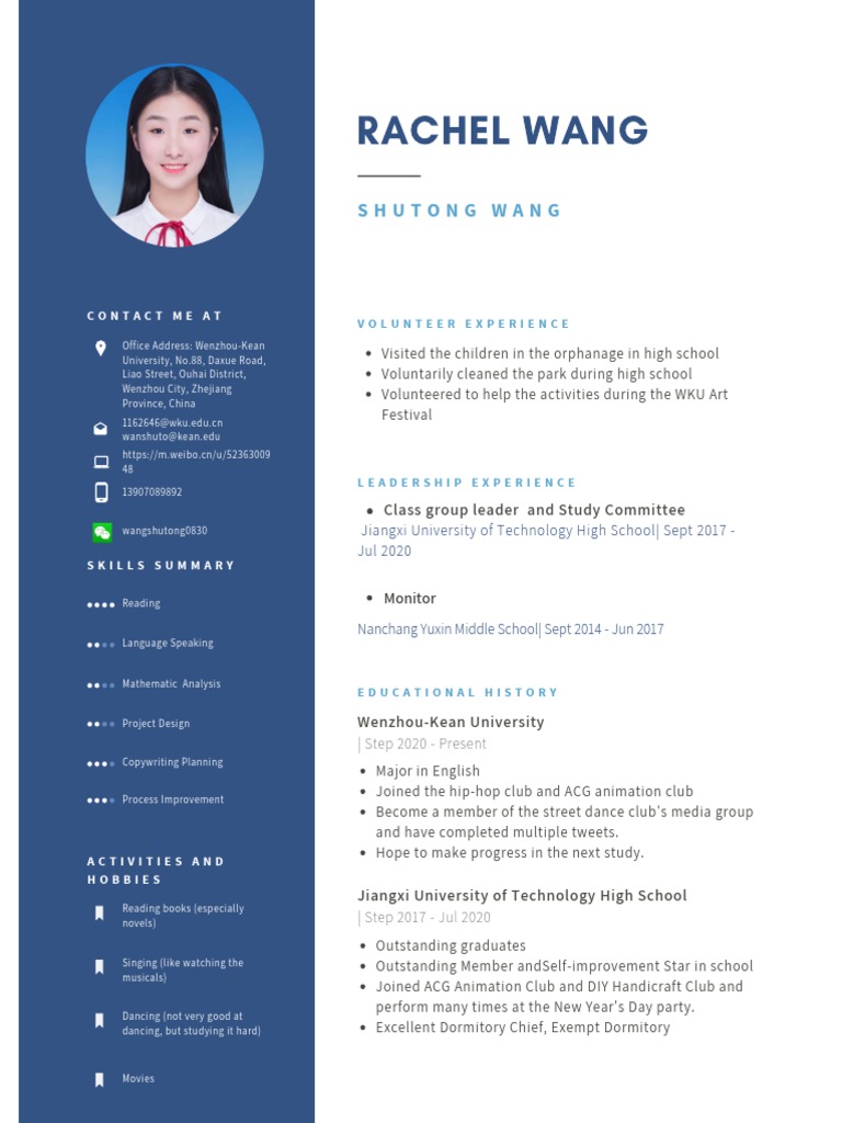 Red and Blue Colorful Infographic Resume 1 | PDF
