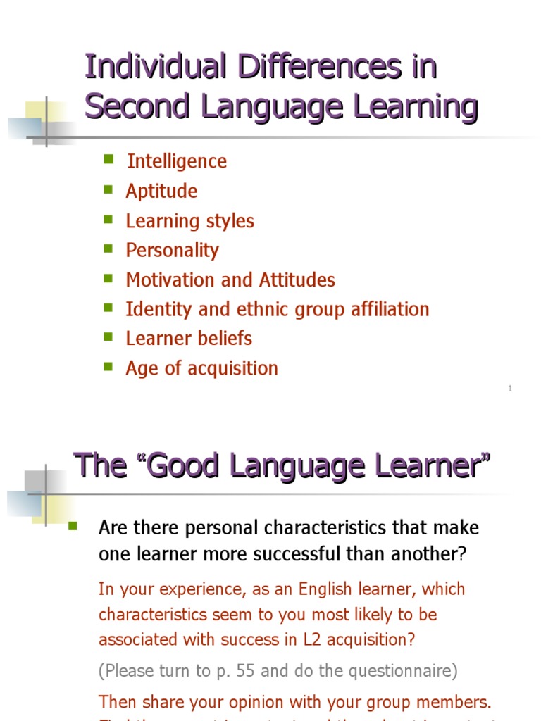 Learner Characteristics in L2 Success | PDF | Second Language | Second ...