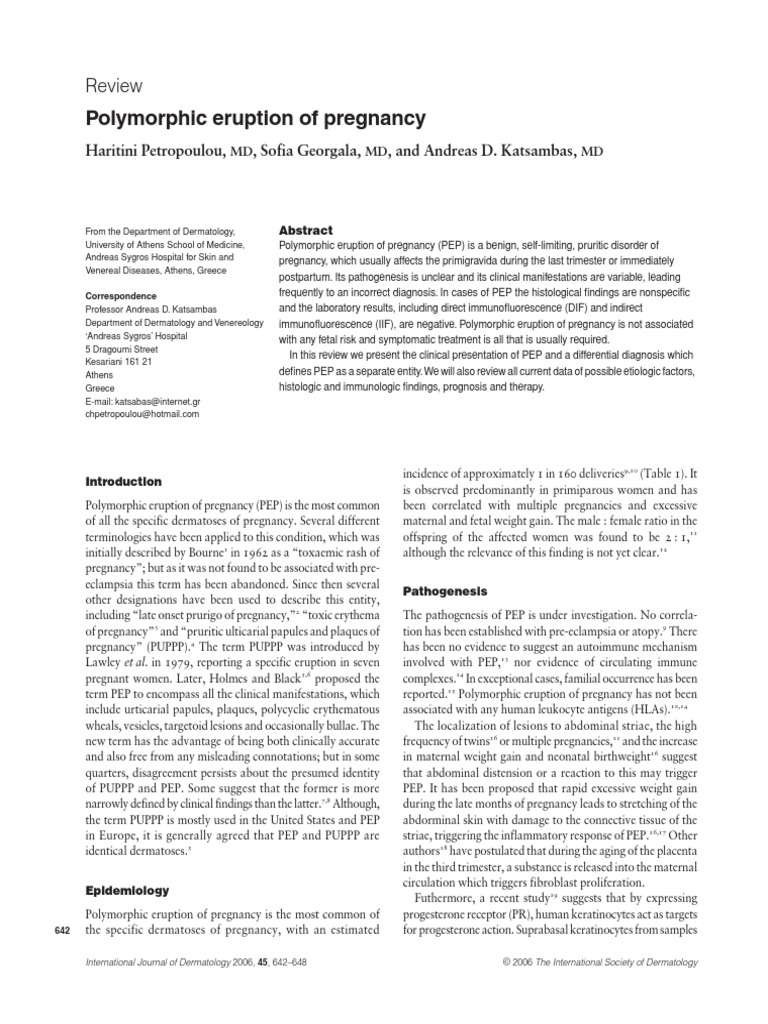Polymorphic Eruption of Pregnancy: Review | Download Free PDF ...