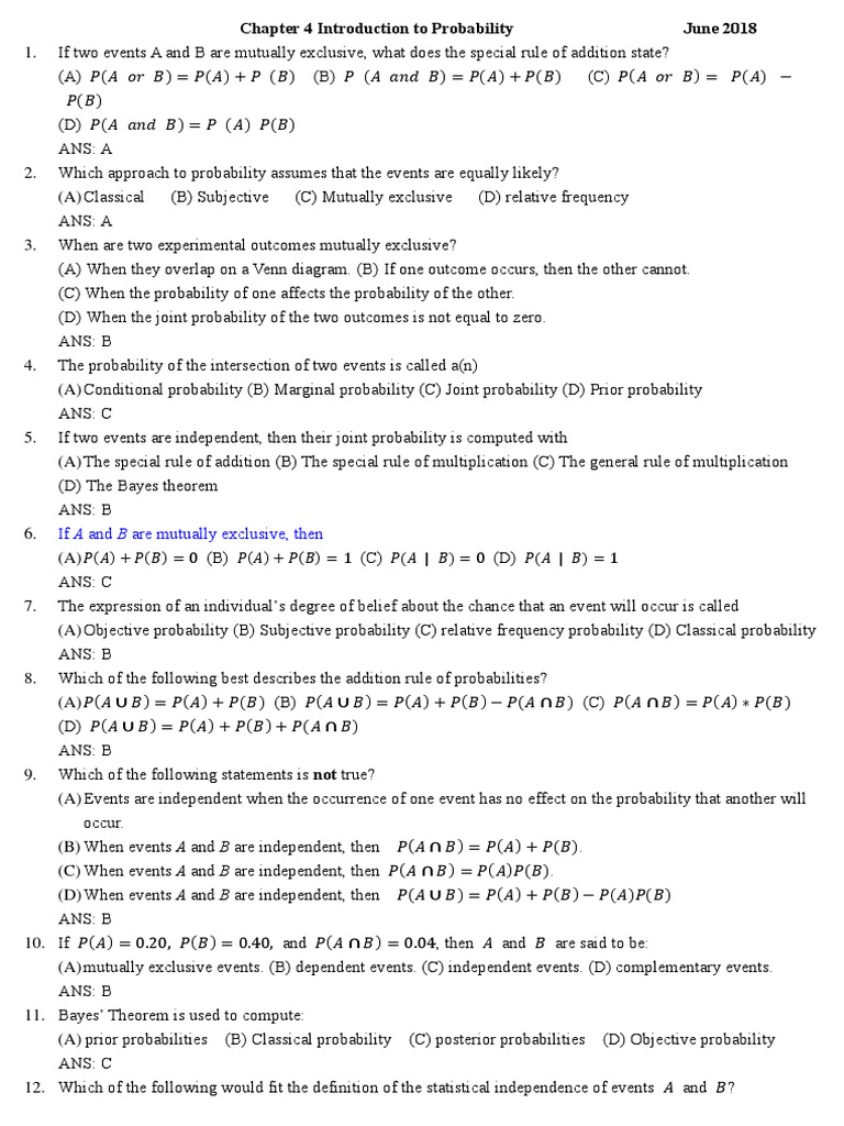 Probability Concepts Overview | PDF | Probability Theory | Probability