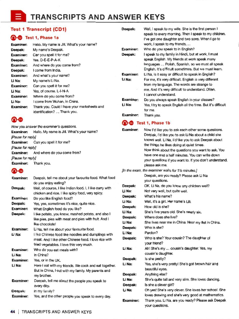 Transcripts and Answer Keys: Test 1 Transcript (CD1) | PDF | Retail ...