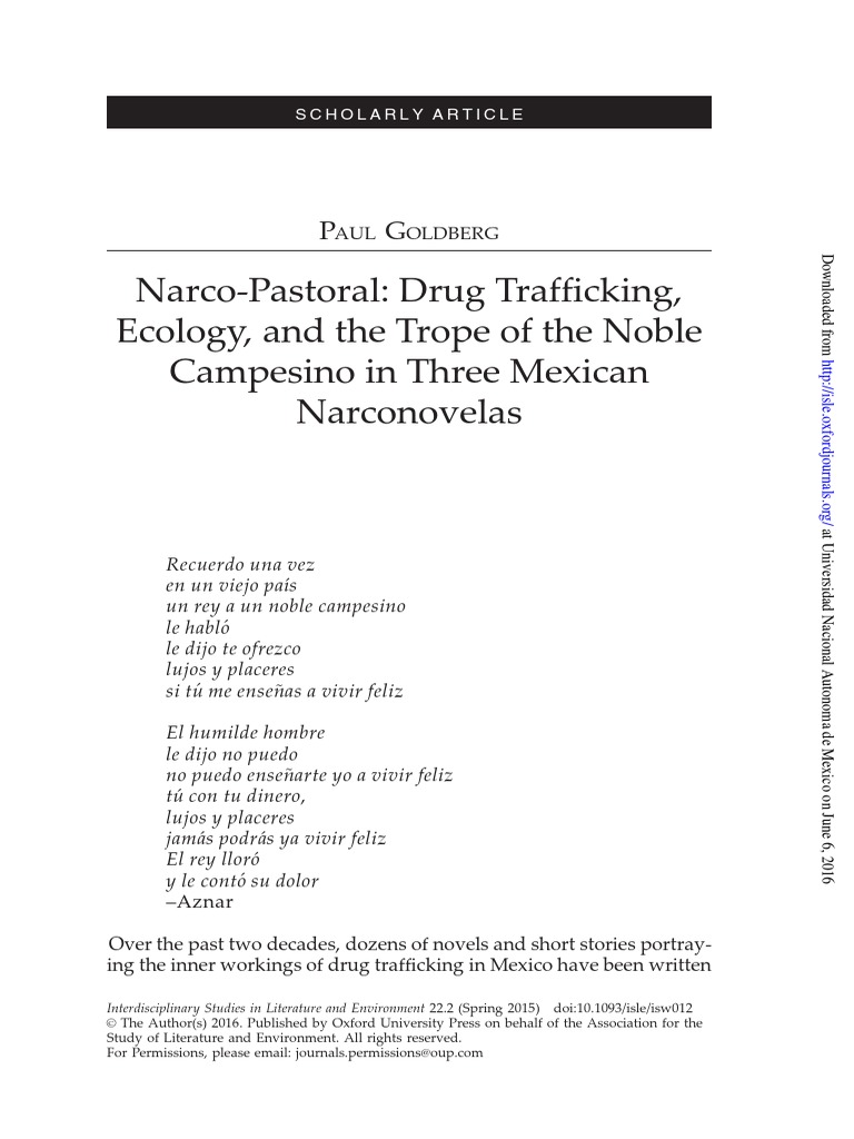 Narco-PAstoral Drug Trafficking, Ecology, End The Trope of The Noble ...