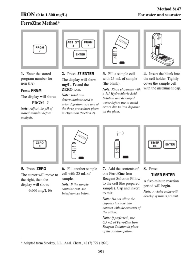 Iron, FerroZine Method 8147, 02-2009, 9th Ed PDF | PDF | Iron ...