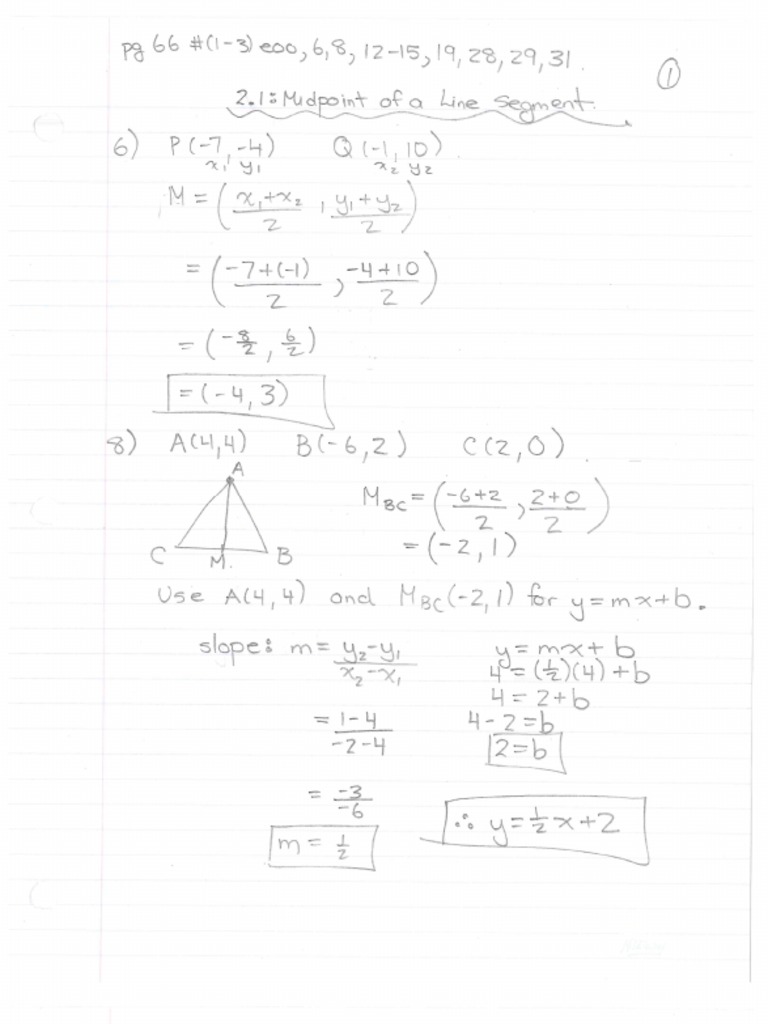 2.1 Midpoint of A Line Segment Solutions PDF | PDF