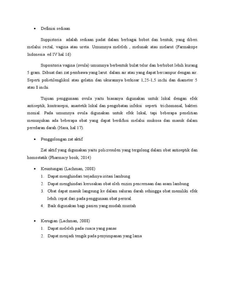 Teori Sediaan Ovula | PDF