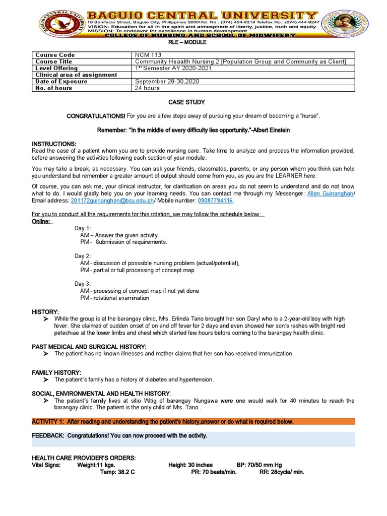 Case Study CHN | PDF | Physical Examination | Adverse Effect