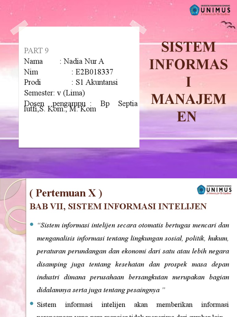 Sistem Informasi Intelijen untuk Manajemen | PDF