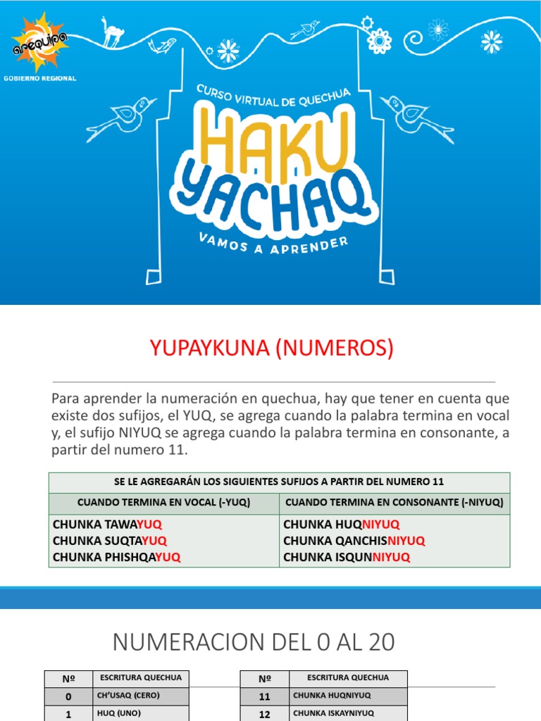 S] Numeración en quechua: Sistema de numeración y operaciones ...