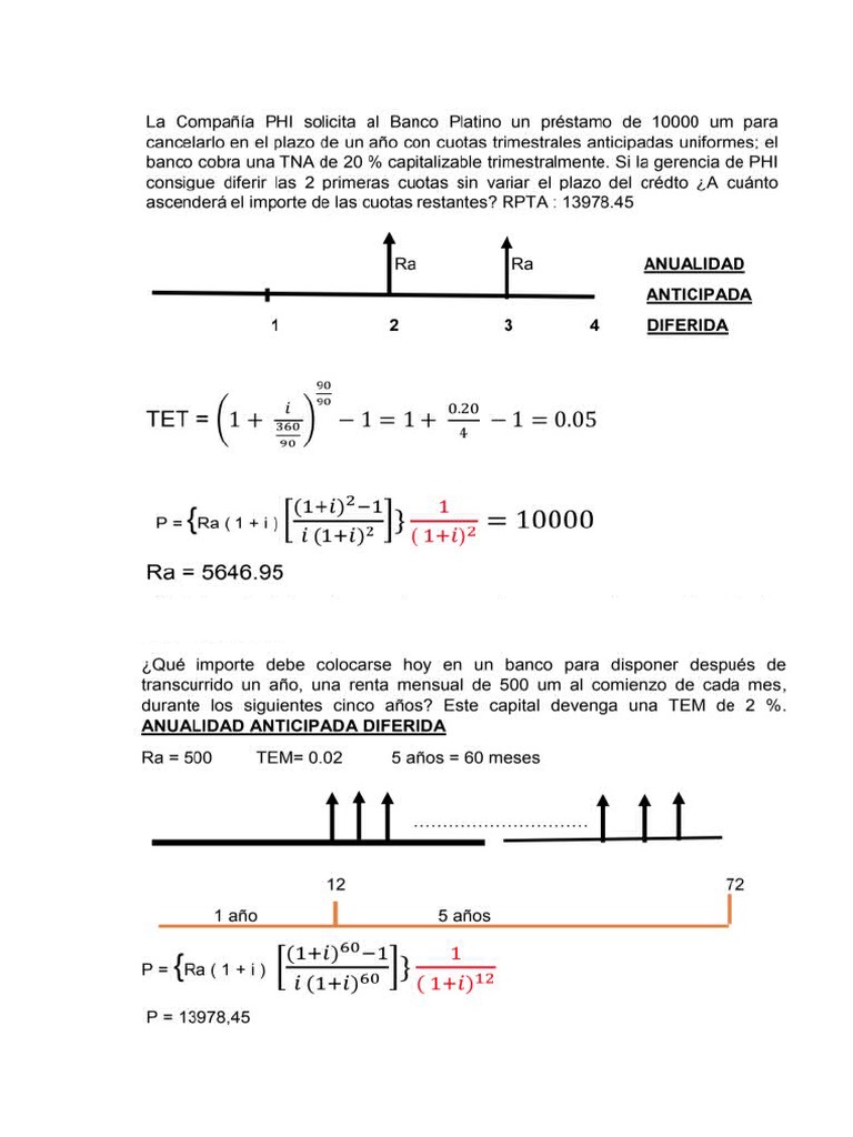 PROBLEMAS DE ANUALIDADES, PERPETUIDADES, DE RENTAS DIFERIDAS y ...
