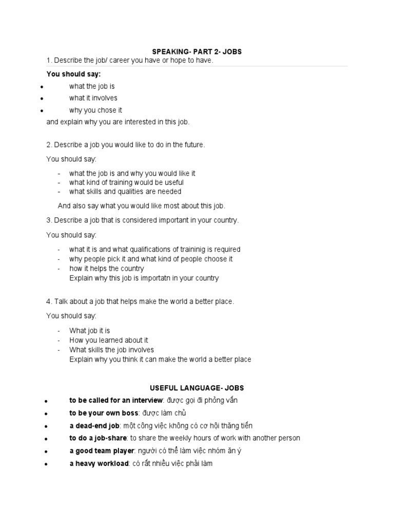 JOBS-SPEAKING Part 2 | PDF