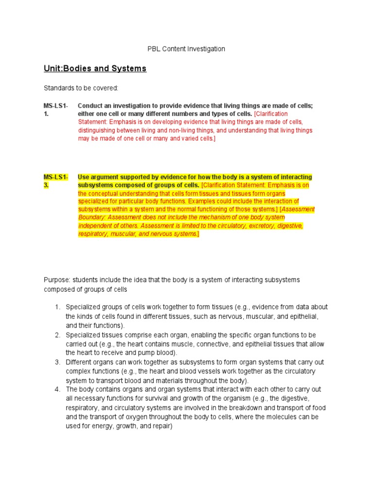 Updated-Pbl Content Invesitgation Bodies and Systems | PDF | Human Body ...